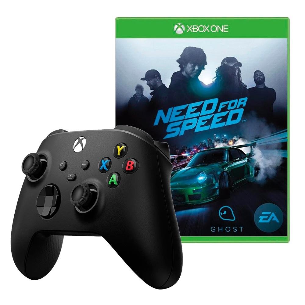 Controle Microsoft Xbox, Sem Fio, Preto - QAT-00007 + Game Need For ...