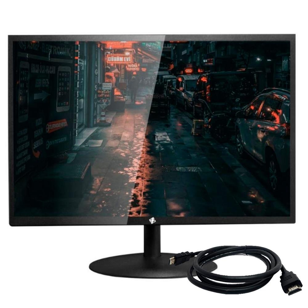 KIT Monitor Tronos, 19, LED, Widescreen, VGA, HDMI, Vesa, Bivolt, Preto - TRS-HK19WY + Cabo ...