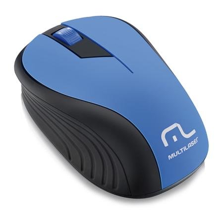 Mouse Multilaser Sem Fio 2.4GHz 1200dpi MO215 Preto e Azul | KaBuM!