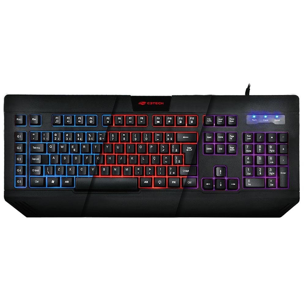 Teclado Gamer C3 Tech LED, ABNT2 - KG-110BK