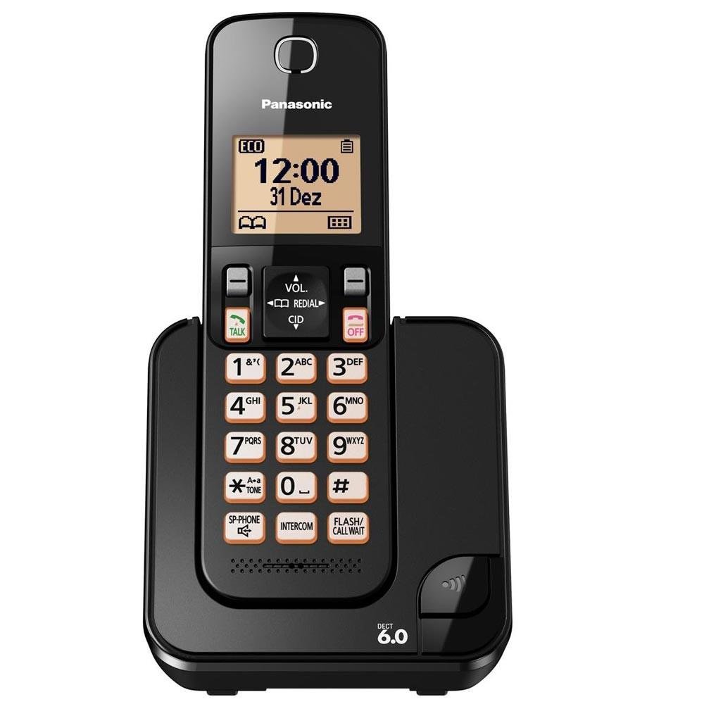 Telefone Panasonic Sem Fio KX-TGC350LBB Preto | KaBuM!