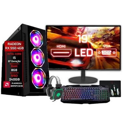 Pc Gamer+Monitor+ Kit Gamer Teclado Mouse Headset | KaBuM!