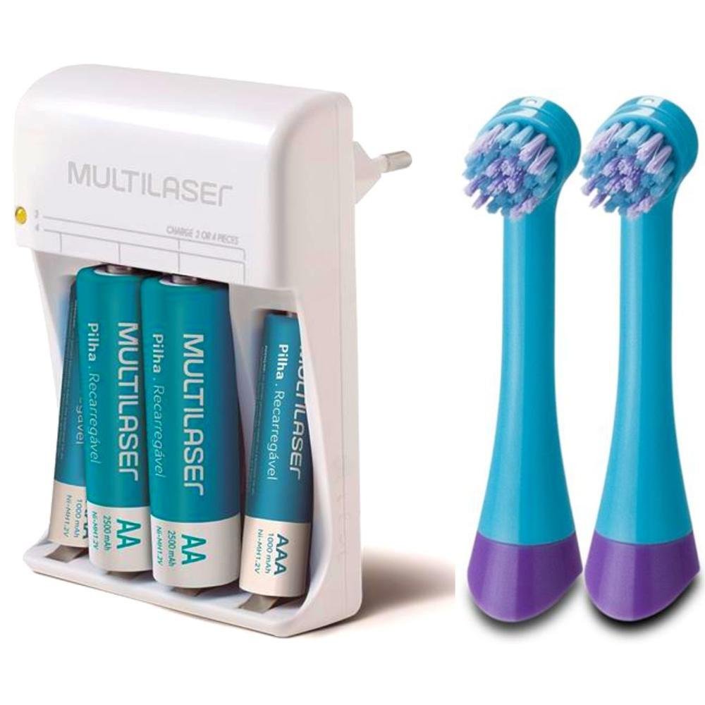 Kit Carregador De Pilhas Escova Infantil Elétrica