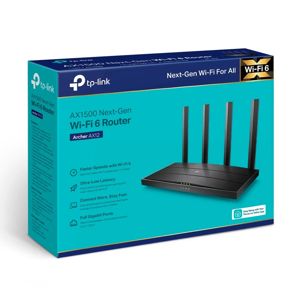 Roteador TPLink Archer AX12 WiFi 6 Gigabit AX1500
